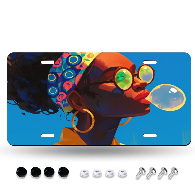 Novelty Decorative License Plate – Woman with a Colorful Headband ...