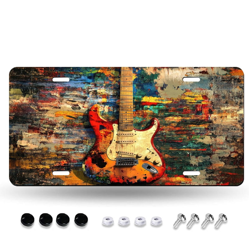Novelty Decorative License Plate – an Electric Guitar against an ...