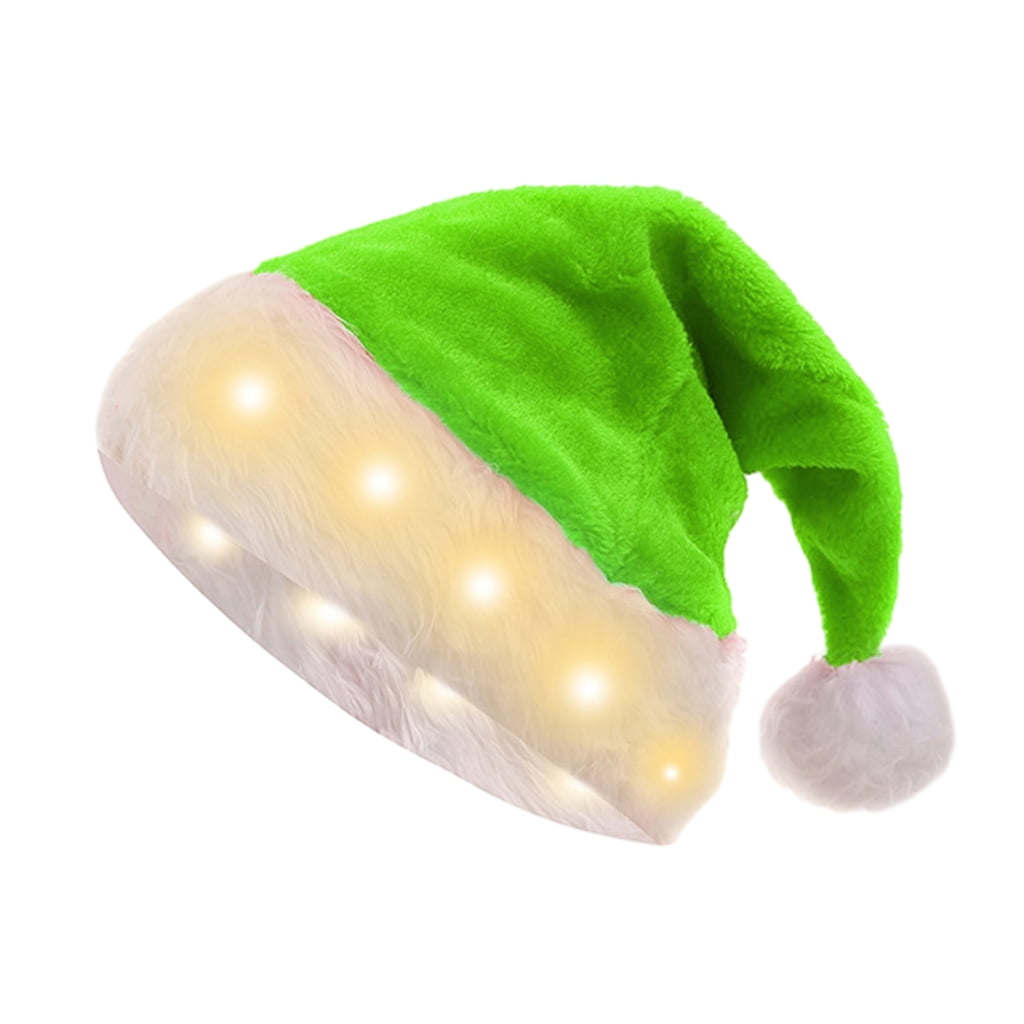 Novelty Funny Santa Hat with LED Lights Soft Plush Faux Furs Christmas ...