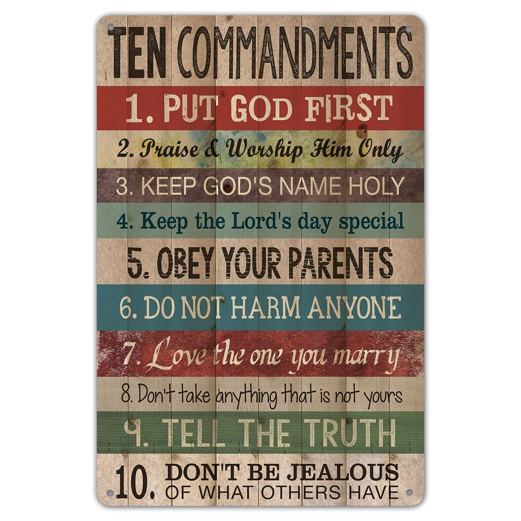 Novelty Funny Sign Ten Commandments Vintage Metal Tin Sign Wall Sign ...