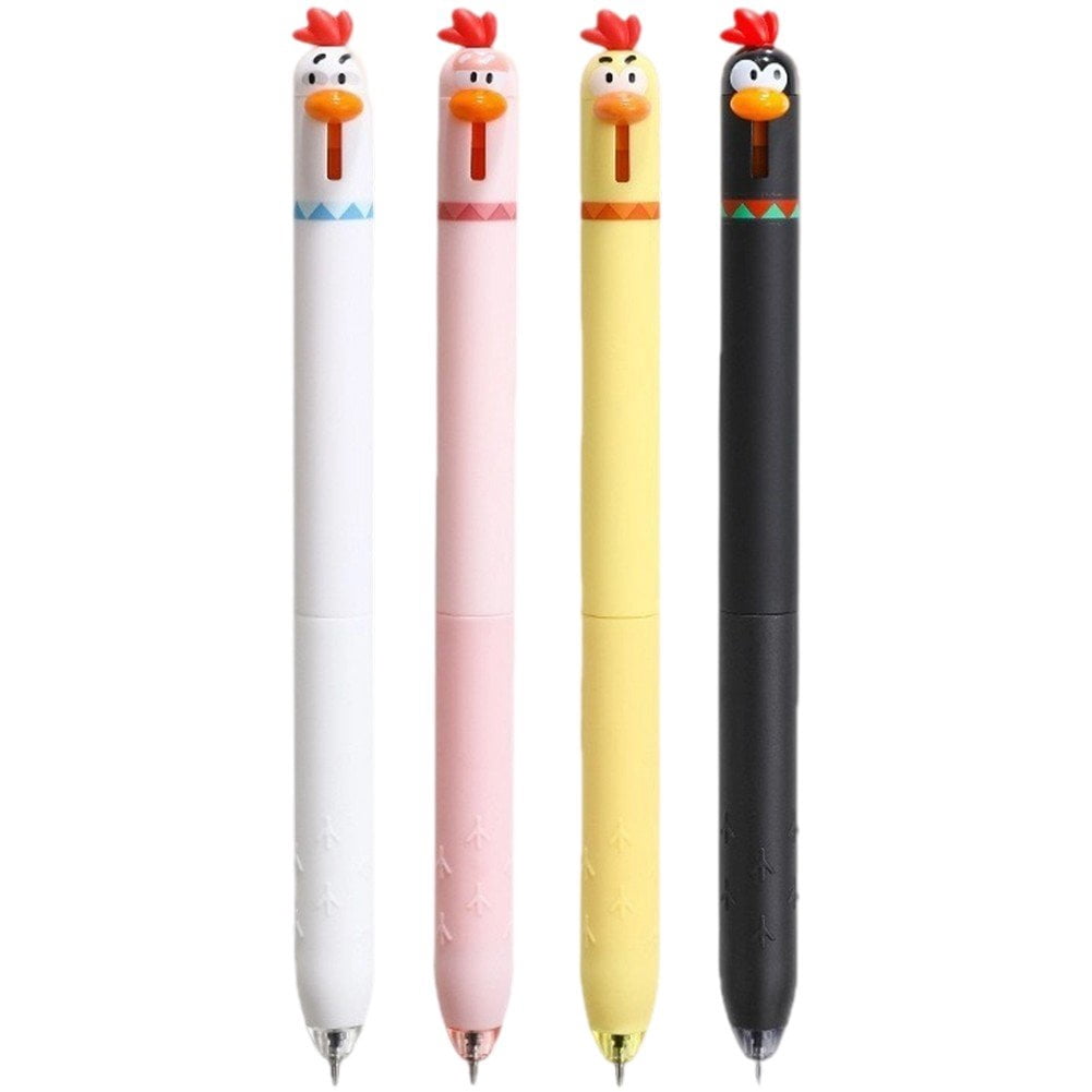 Novelty Gel Pens, 4 Pcs Cartoon Chicken Click Pen, Cute Animals Pens, 0 ...