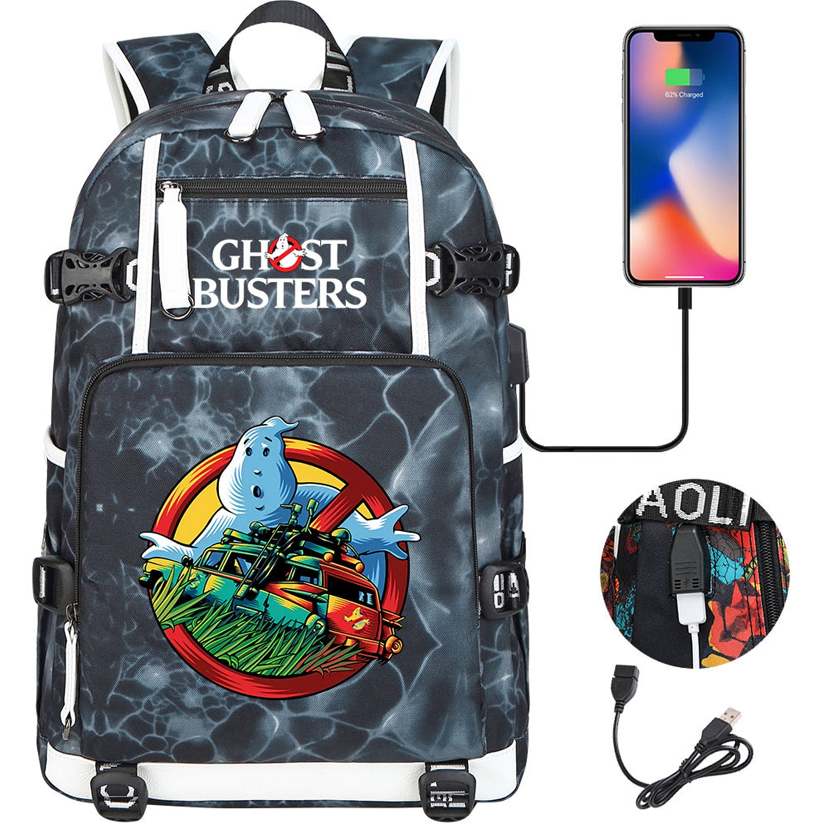 Novelty Ghostbusters Knapsack Student Back to School Backpack Large Travel Rucksack-Waterproof ...