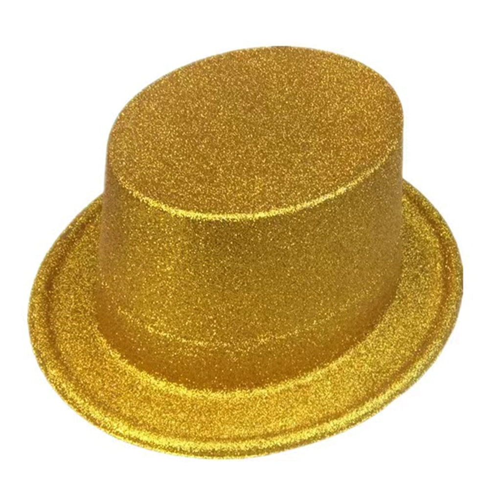 Novelty Glittering Plastic Fedora Hat Sparkling Powder Flat Top Hat ...