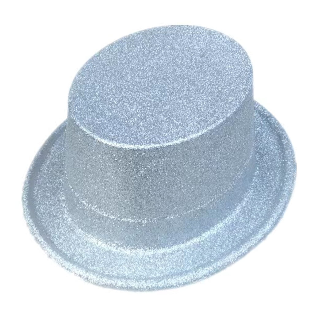 Novelty Glittering Plastic Fedora Hat Sparkling Powder Flat Top Hat ...
