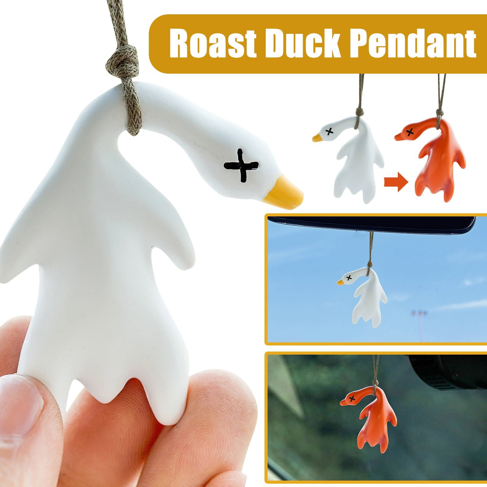Novelty Goose Car Ornament Funny Rearview Mirror Hanging Decoration for ...