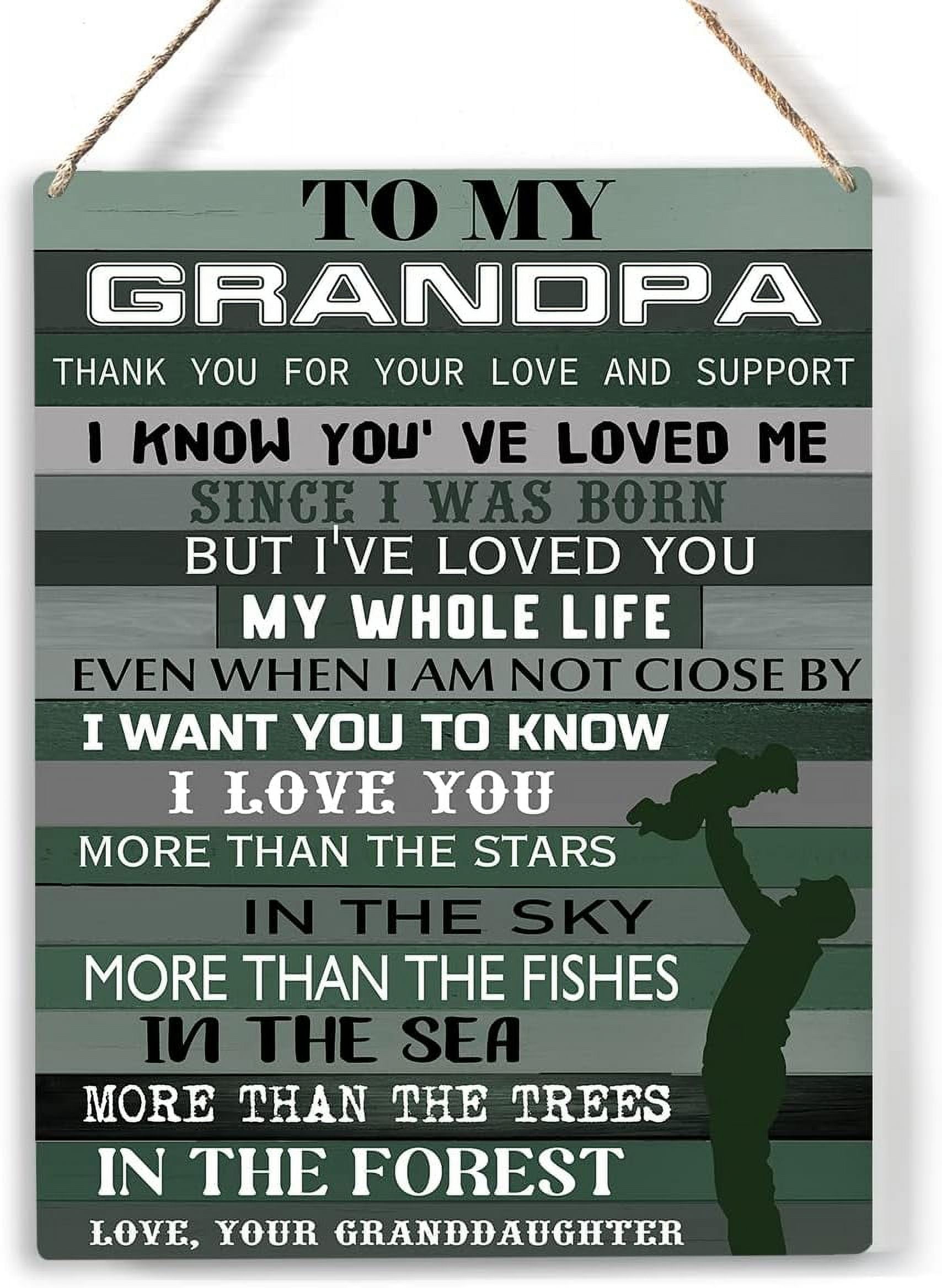 Novelty Grandpa Wood Sign to My Grandpa Thank You for Your Love Wooden ...