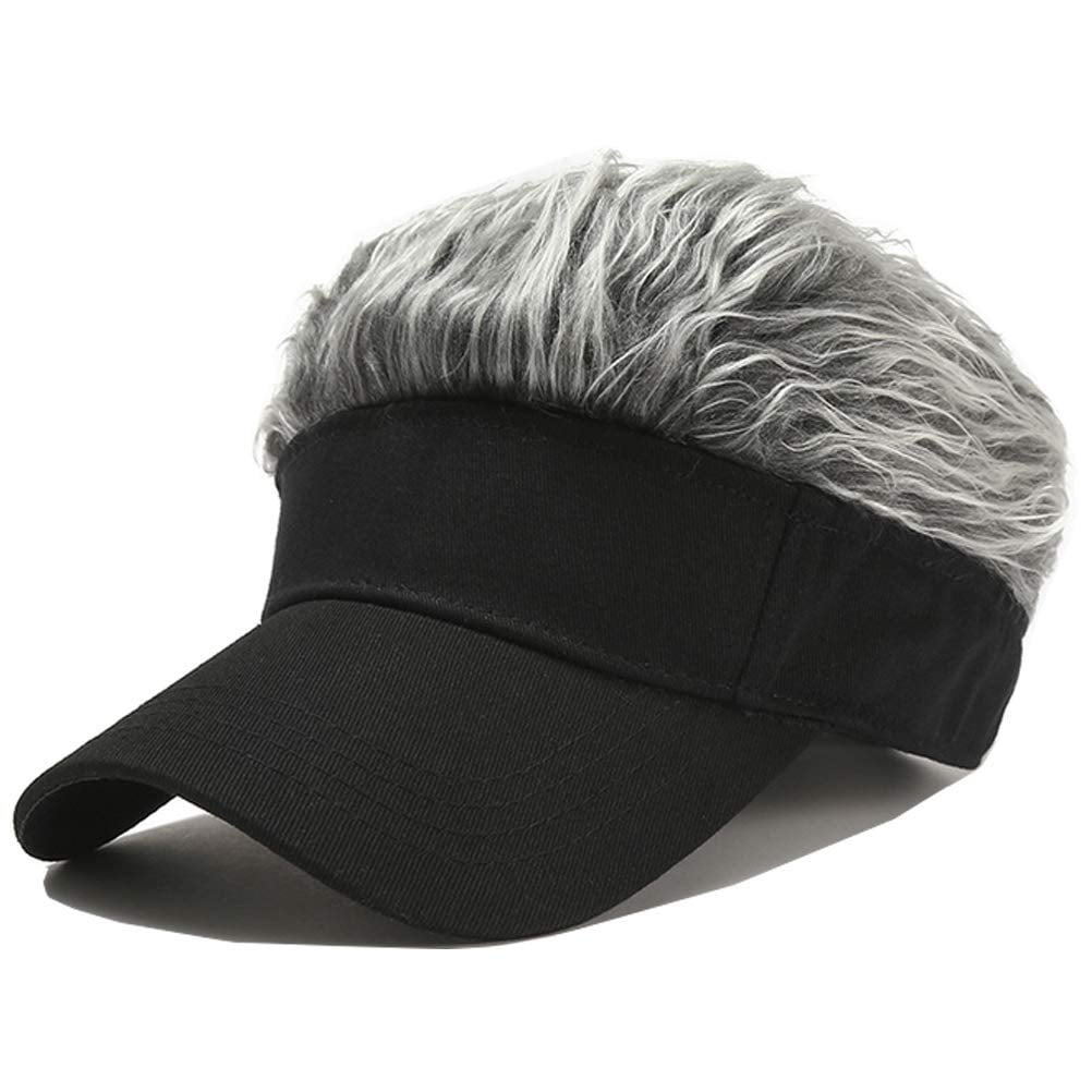 Novelty Hair Visor Sun Cap Wig Peaked Baseball Hat with Spiked Hairs ...