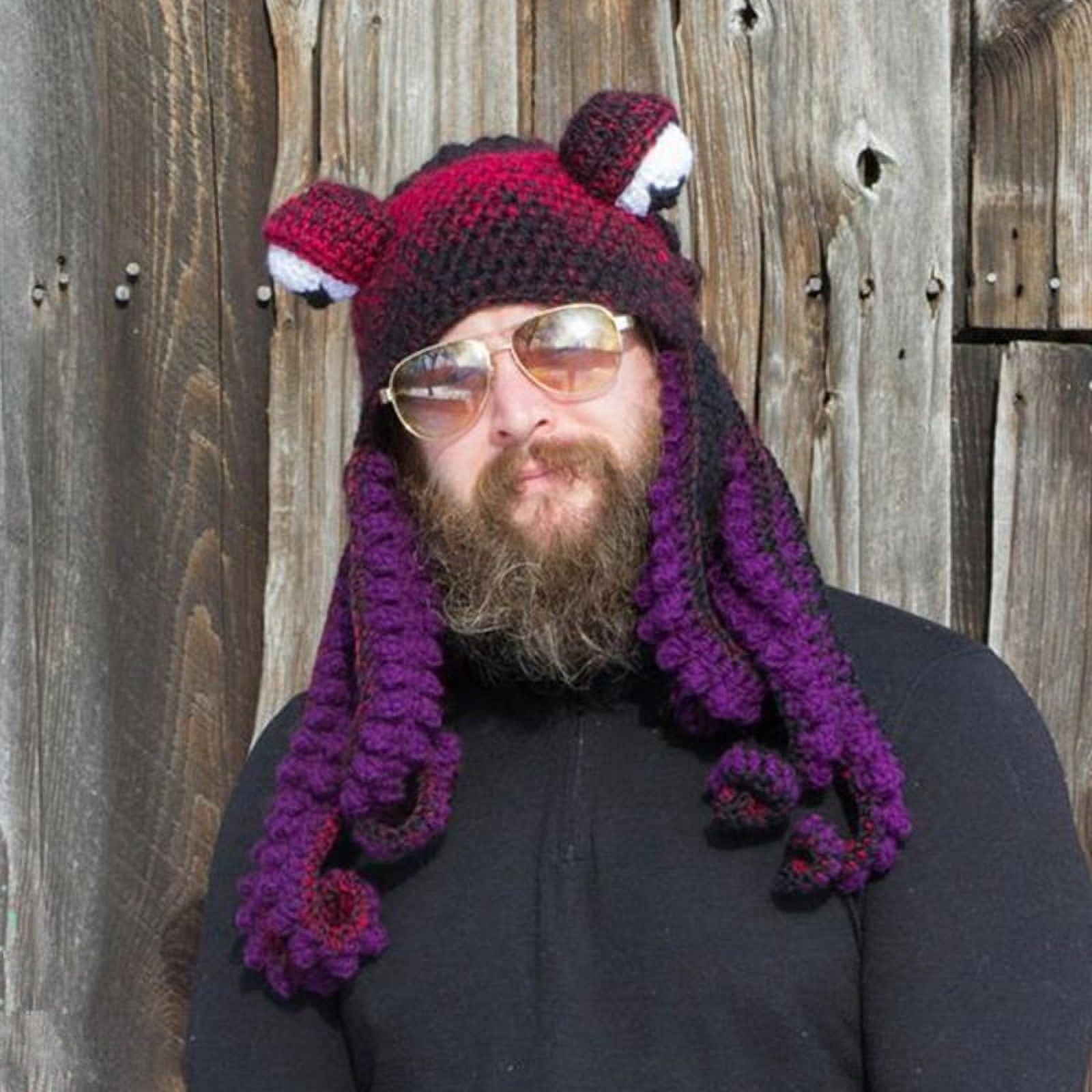 Novelty Handmade Funny Tentacle Octopus Hat Crochet Cthulhu Beard ...