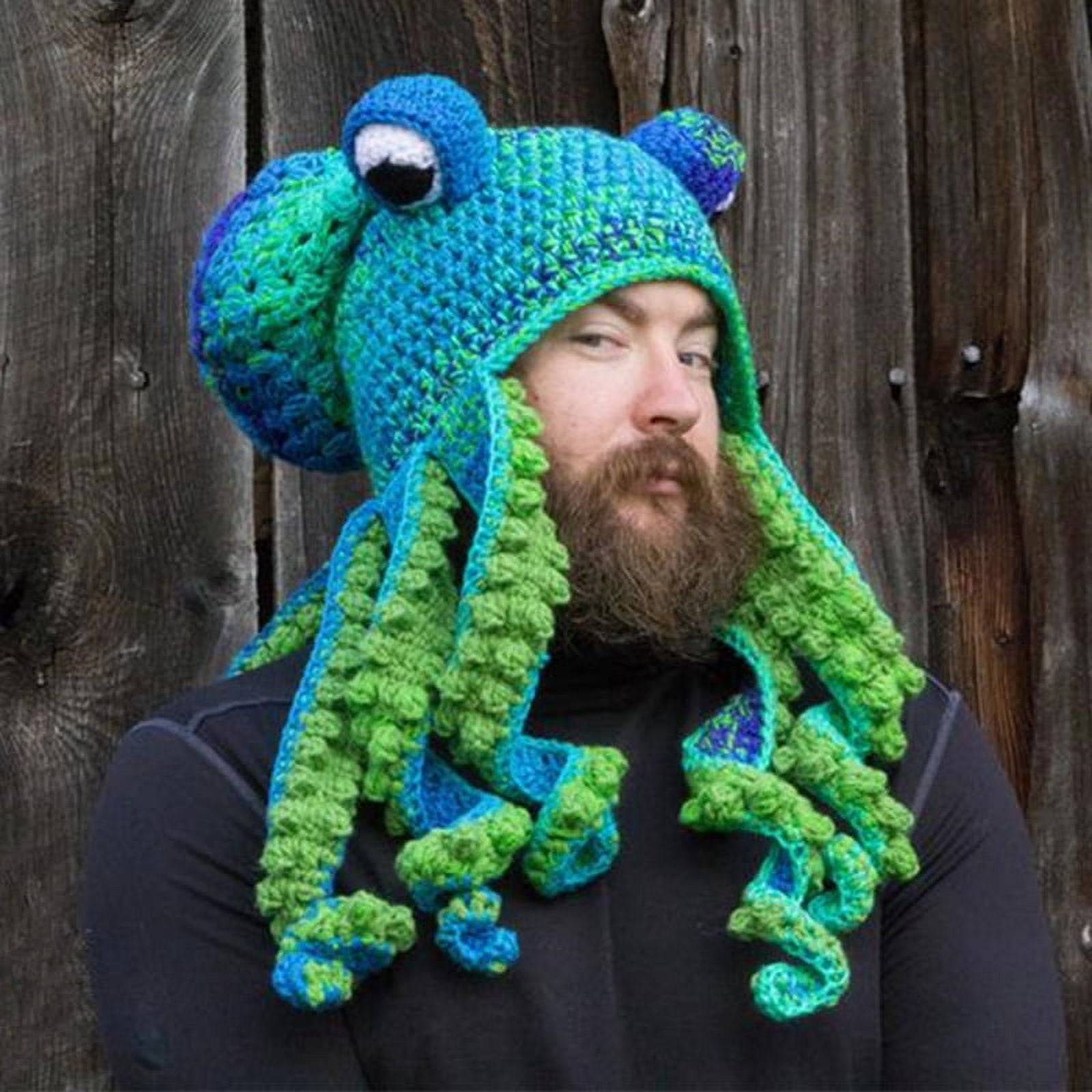 Novelty Handmade Funny Tentacle Octopus Hat Crochet Cthulhu Beard ...