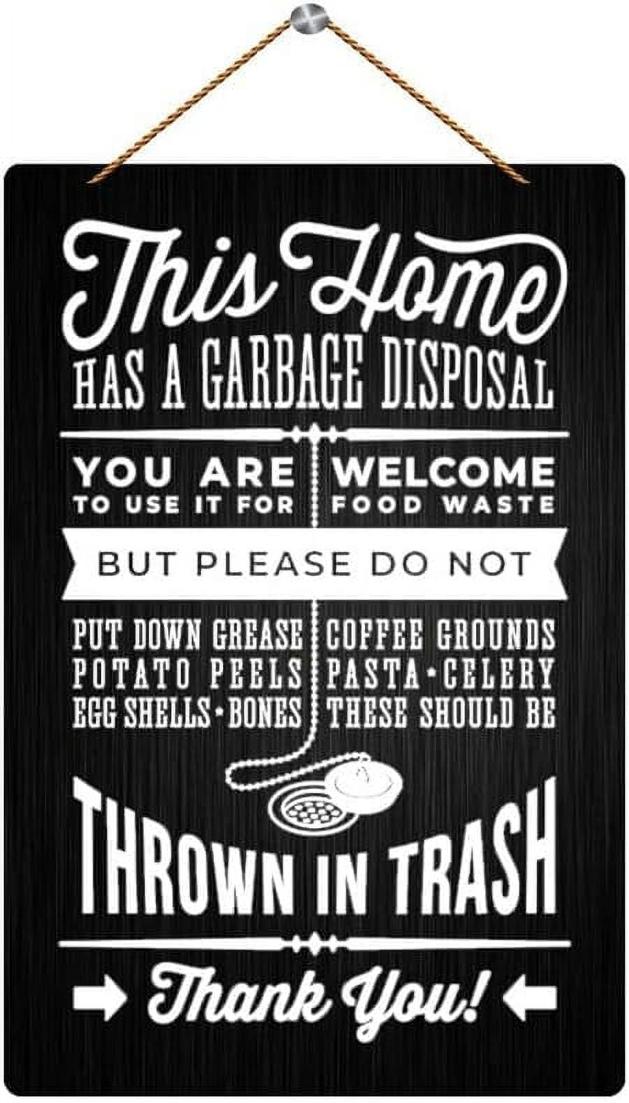 Novelty Hanging Door Sign This Home Has A Garbage Disposal Things ...