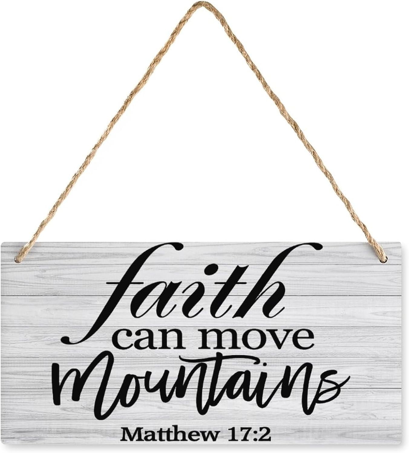 Novelty Hanging Wood Sign Rustic Faith Can Move Mountains Office Wall ...