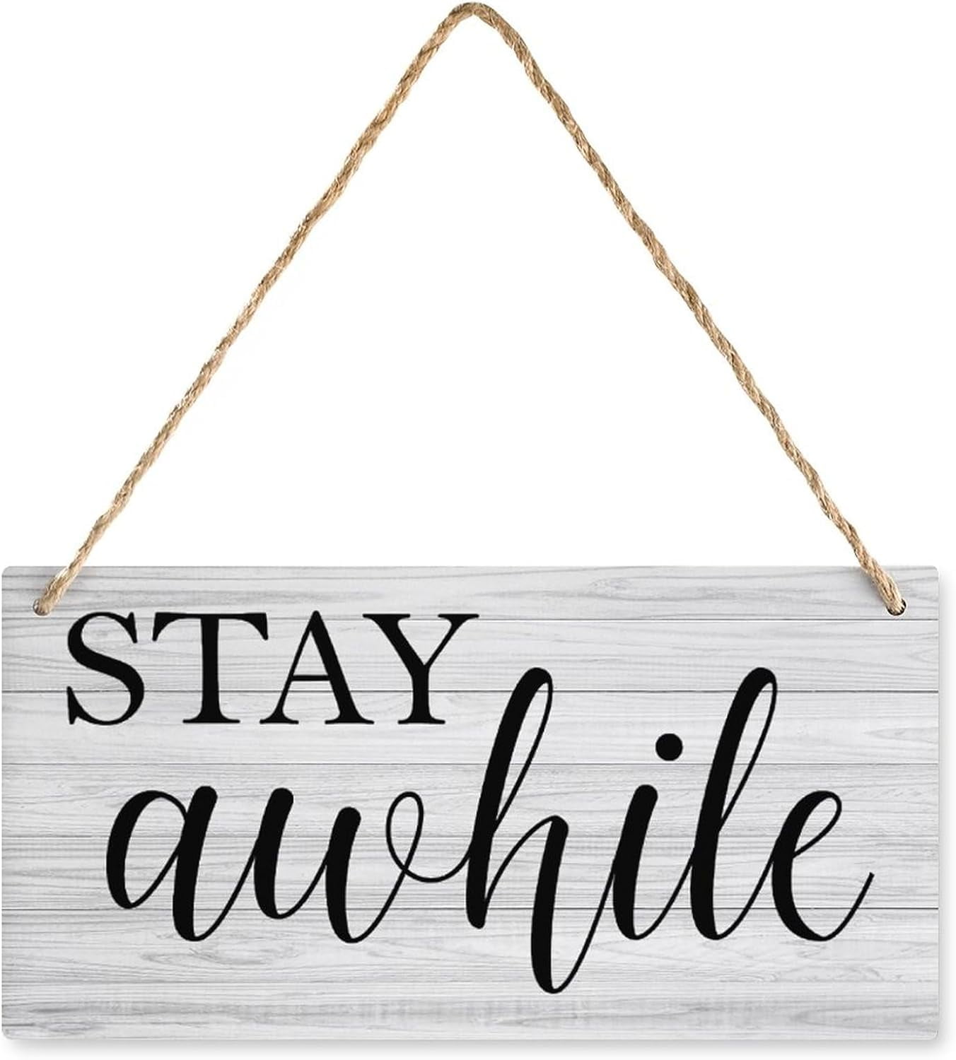 Novelty Hanging Wood Sign Stay Awhile Wood Signs Family Wall Art Decor ...