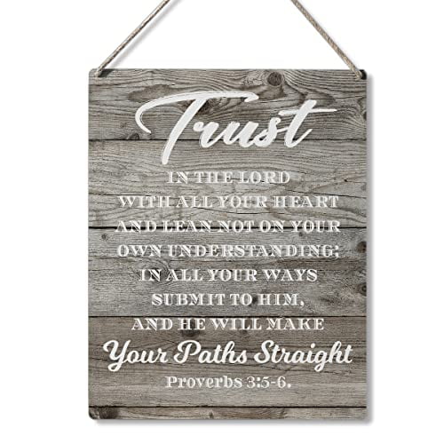 Novelty Inspirational Bible Gift Signs Proverbs 3:5-6 Wooden Hanging ...