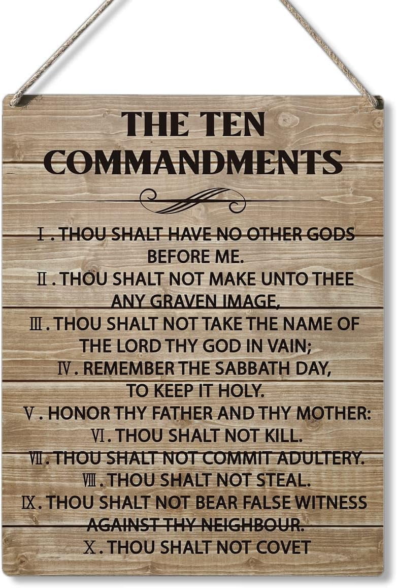 Novelty Inspirational Signs Gift Farmhouse the Ten Commandments Thou ...