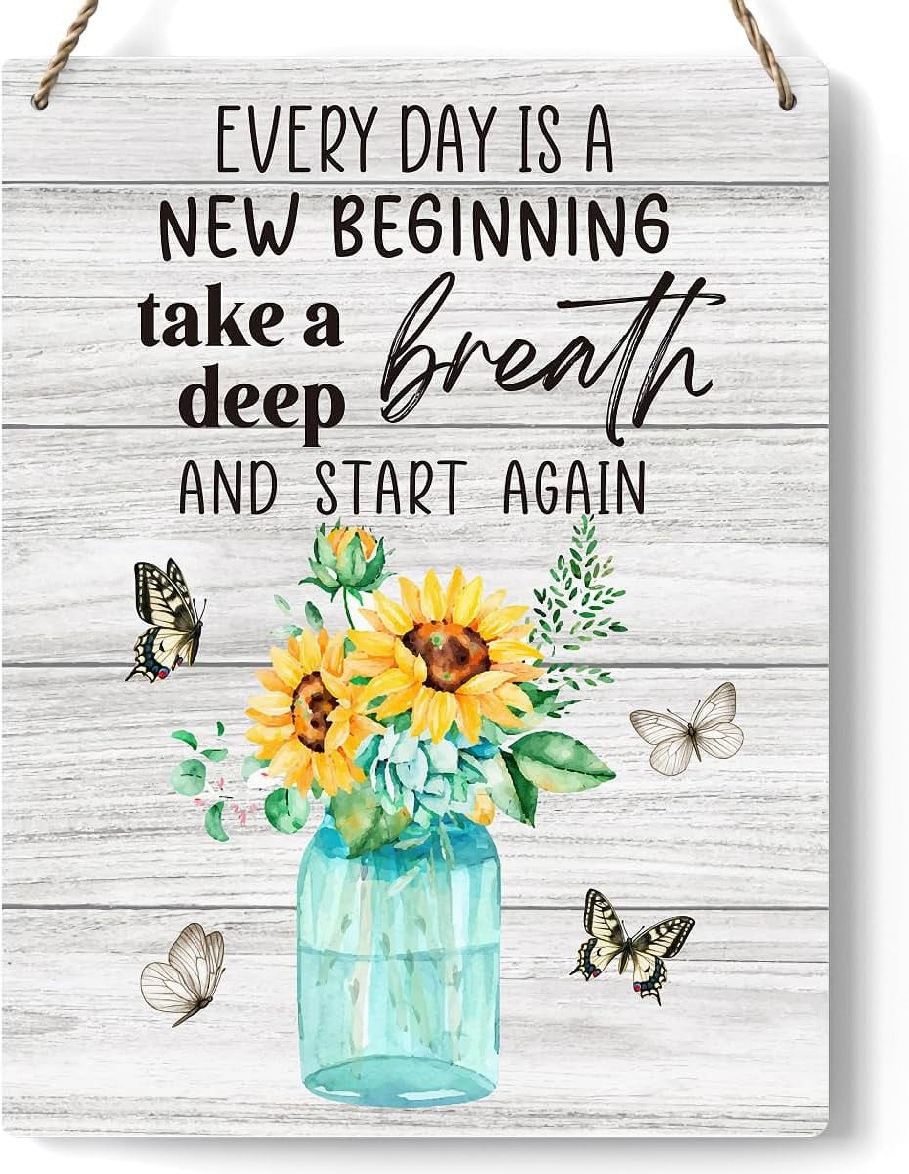 Novelty Inspirational Wall Decor, Every Day is A New Beginning Sign ...
