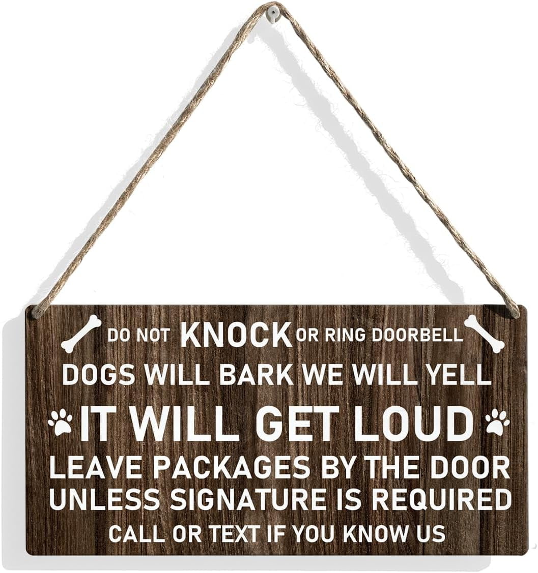 Novelty Do Not Knock or Ring Doorbell Dogs Will Bark Wood Sign Dog ...