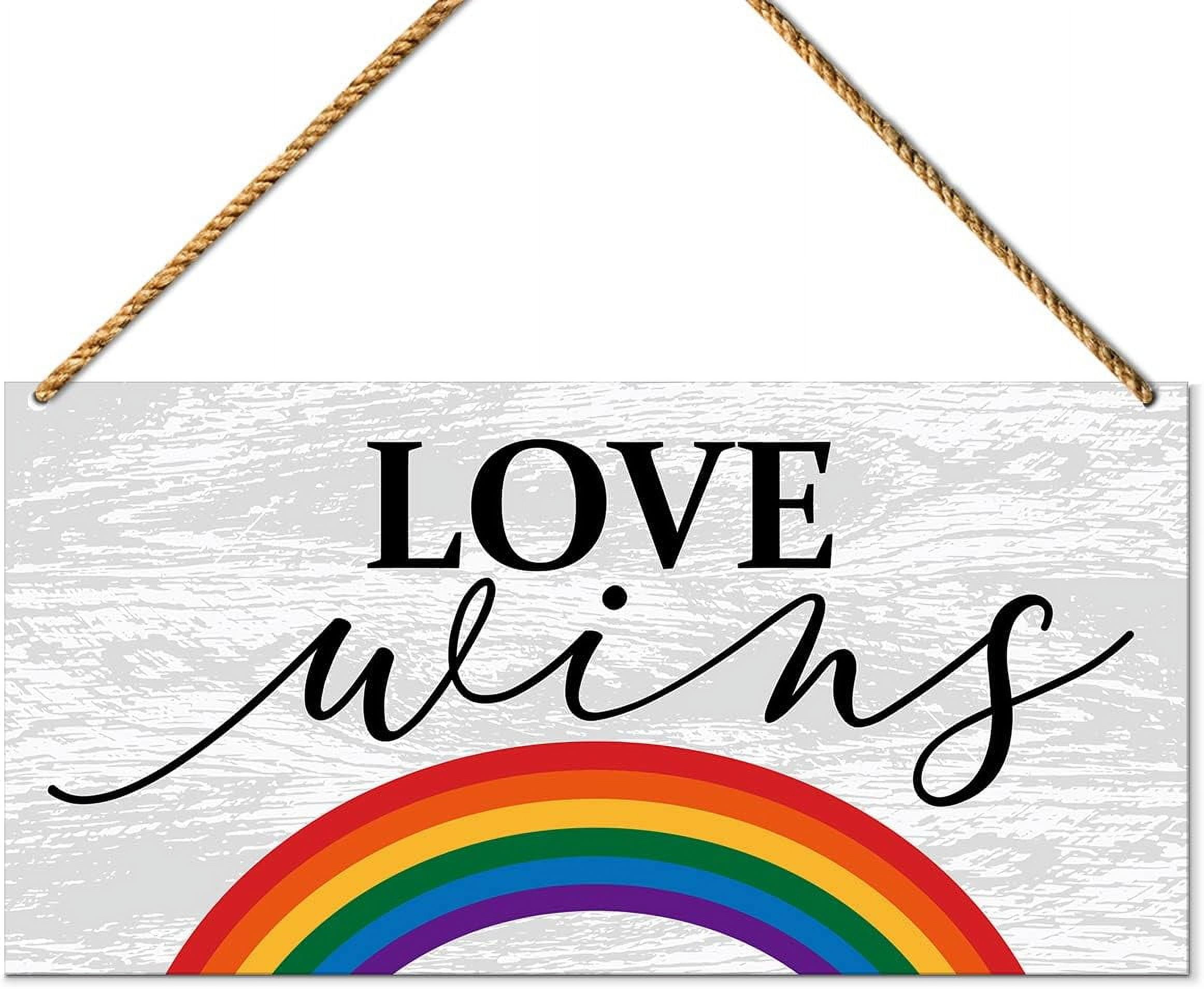 Novelty LGBT Sign Love Wins, Lesbian Gay Pride Month Decor Front Door ...