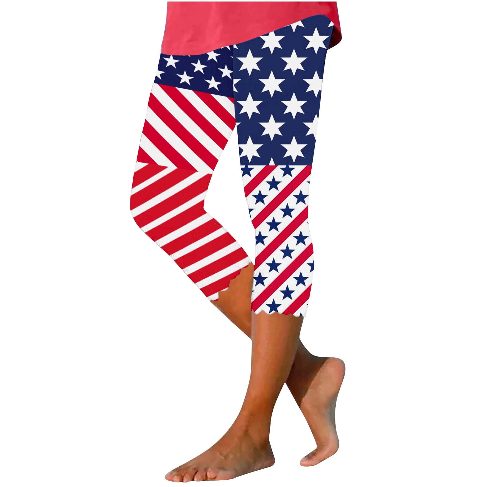 Novelty Leggings Capris Pants American Flag Printed Capri Pants for ...