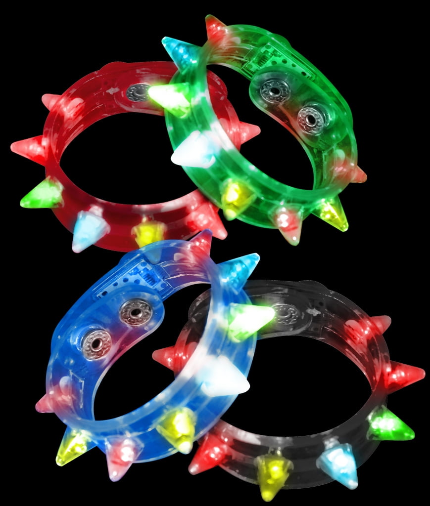 Novelty Light Up Toy Assorted LED Spike Bracelets 12 pcs - Walmart.com