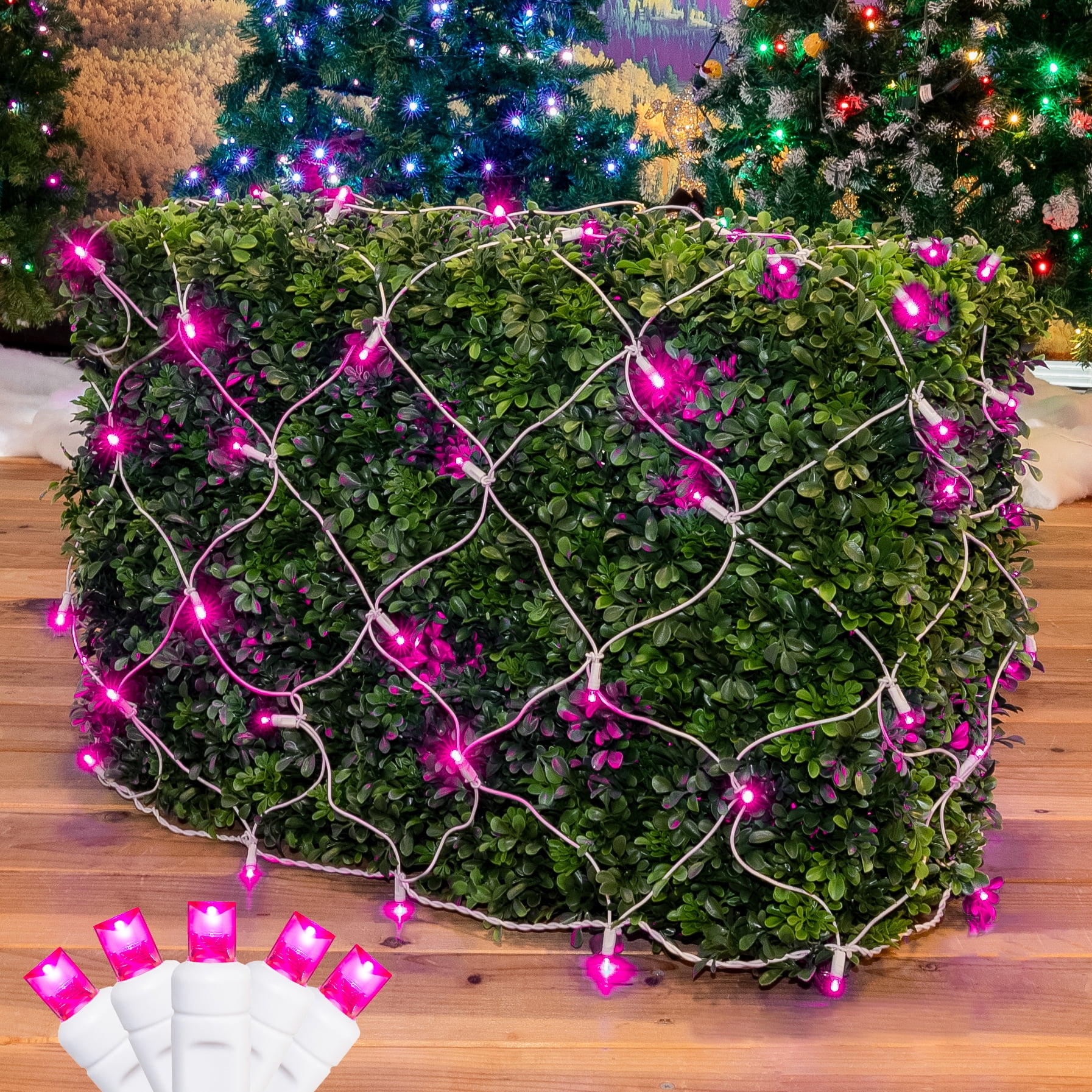 Novelty Lights 100 Light Pink LED Christmas Net Lights Christmas ...
