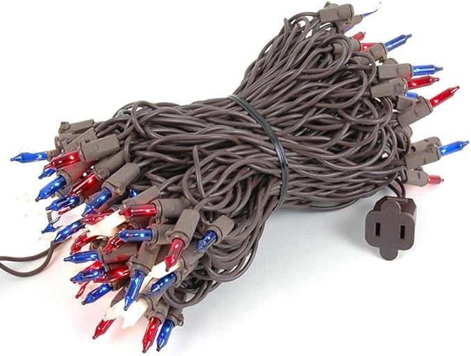 Novelty Lights 100 Light Red/White/Blue Christmas Mini String Light Set ...