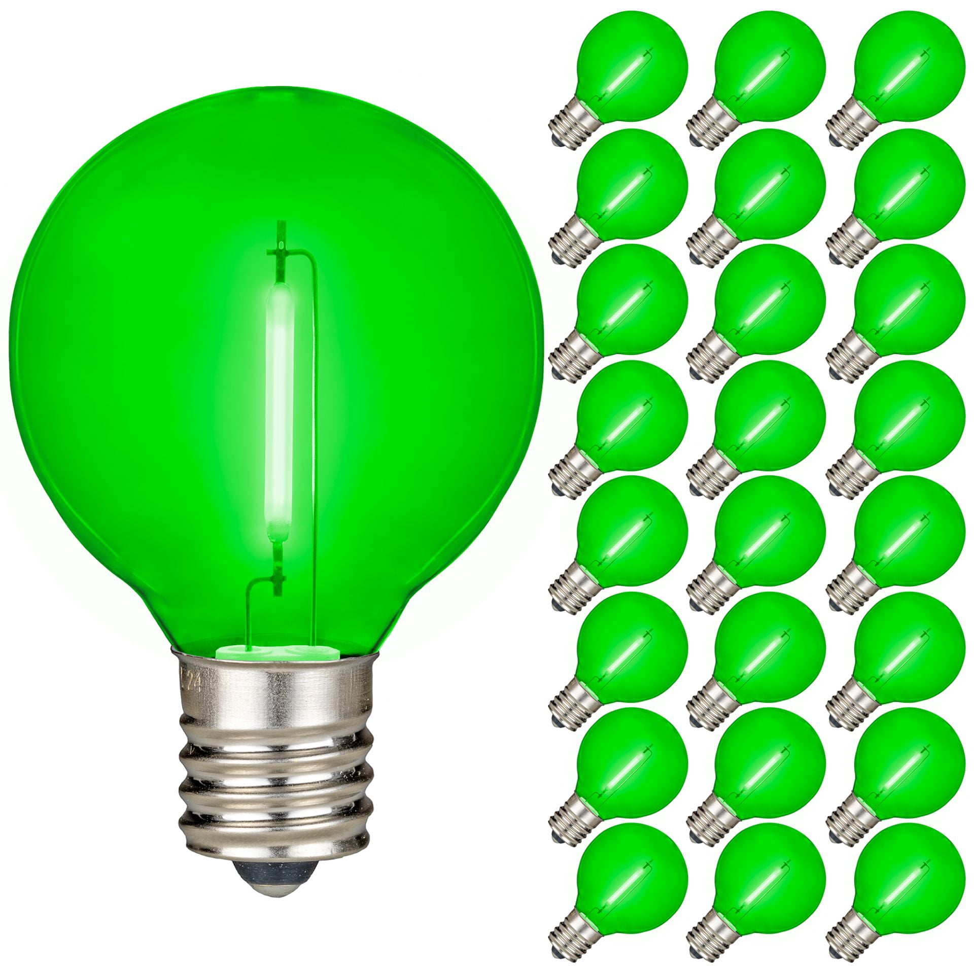Novelty Lights 1W G40 Green Globe LED Light Bulb, Shatterproof ...