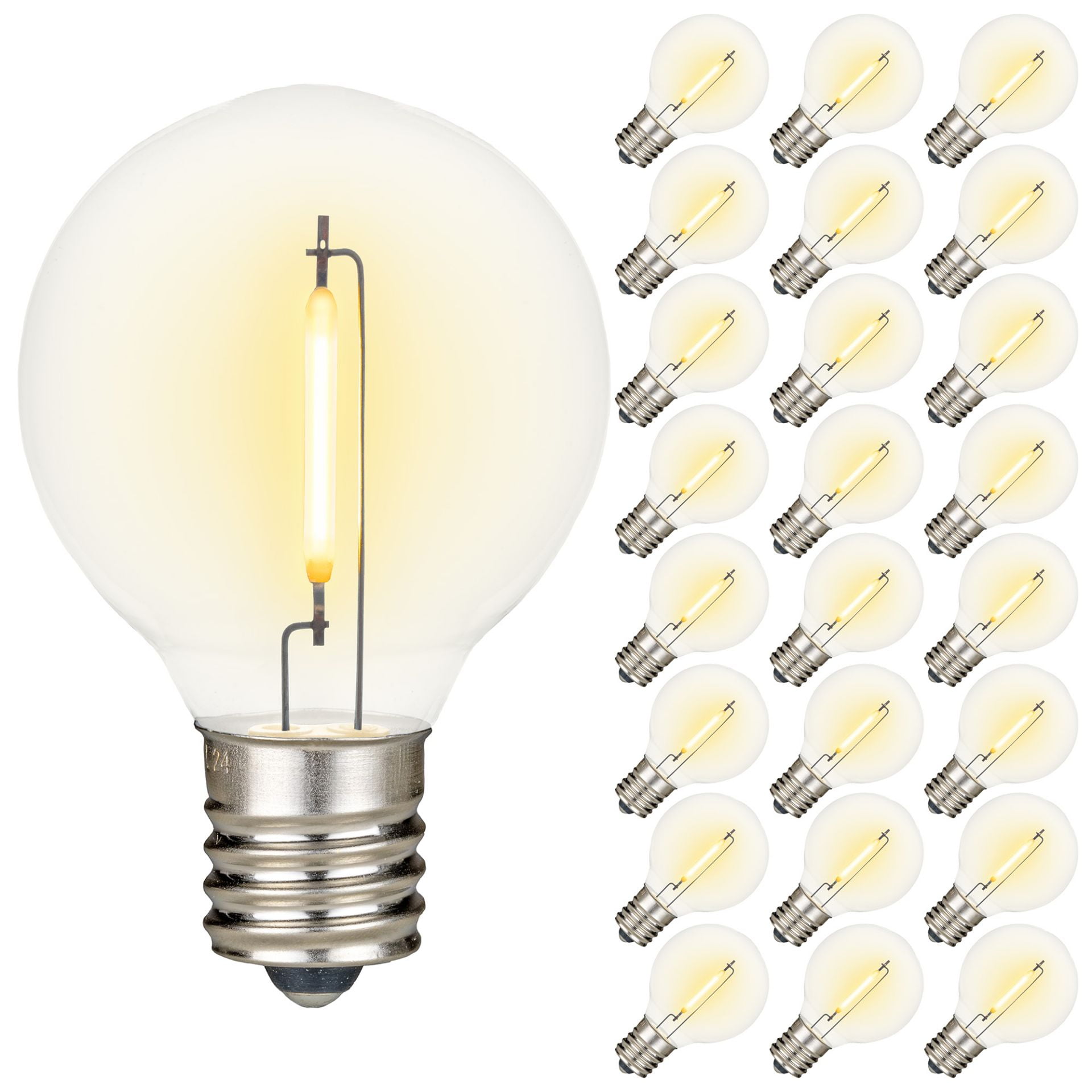 Novelty Lights 1W G40 Warm White Globe LED Light Bulb, Shatterproof ...