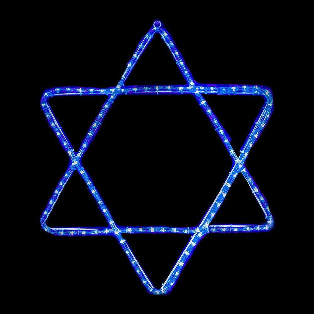 Novelty Lights Outdoor LED Blue Star of David Rope Light Sculpture ...