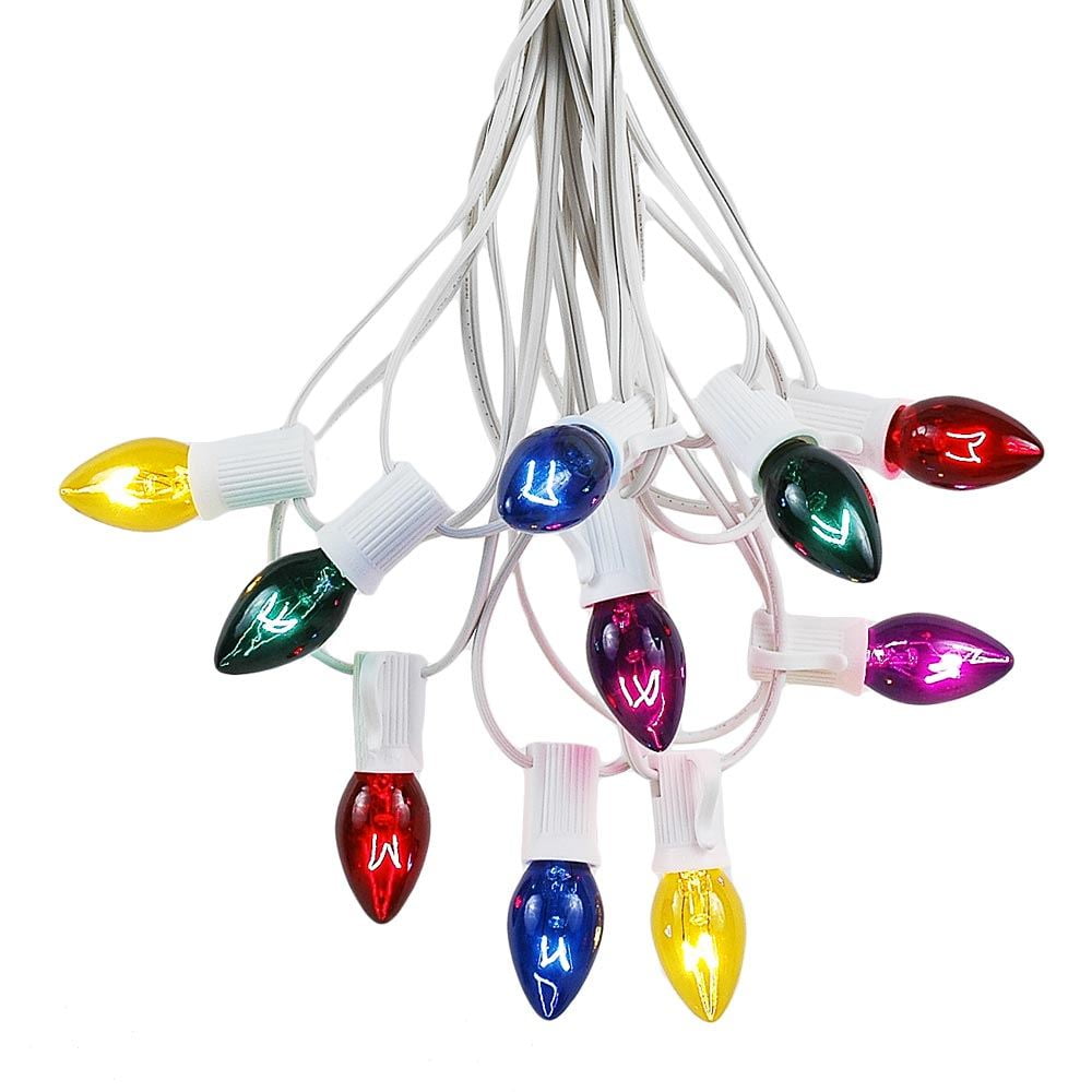 Novelty Lights 25 Feet C7 Multicolor Christmas String Light Set, Vintage Holiday Hanging Light ...