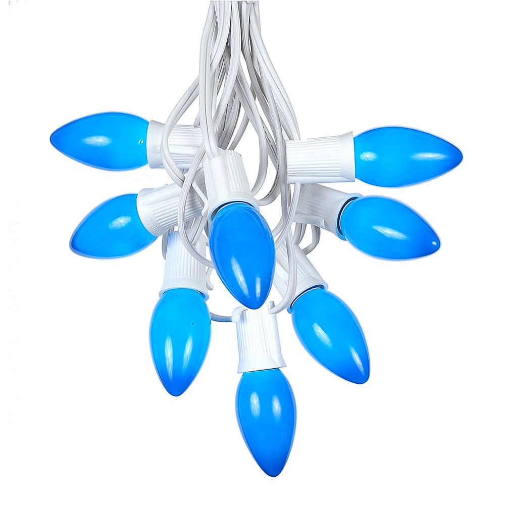 Novelty Lights 25 Feet C9 Blue Christmas String Light Set, Ceramic ...