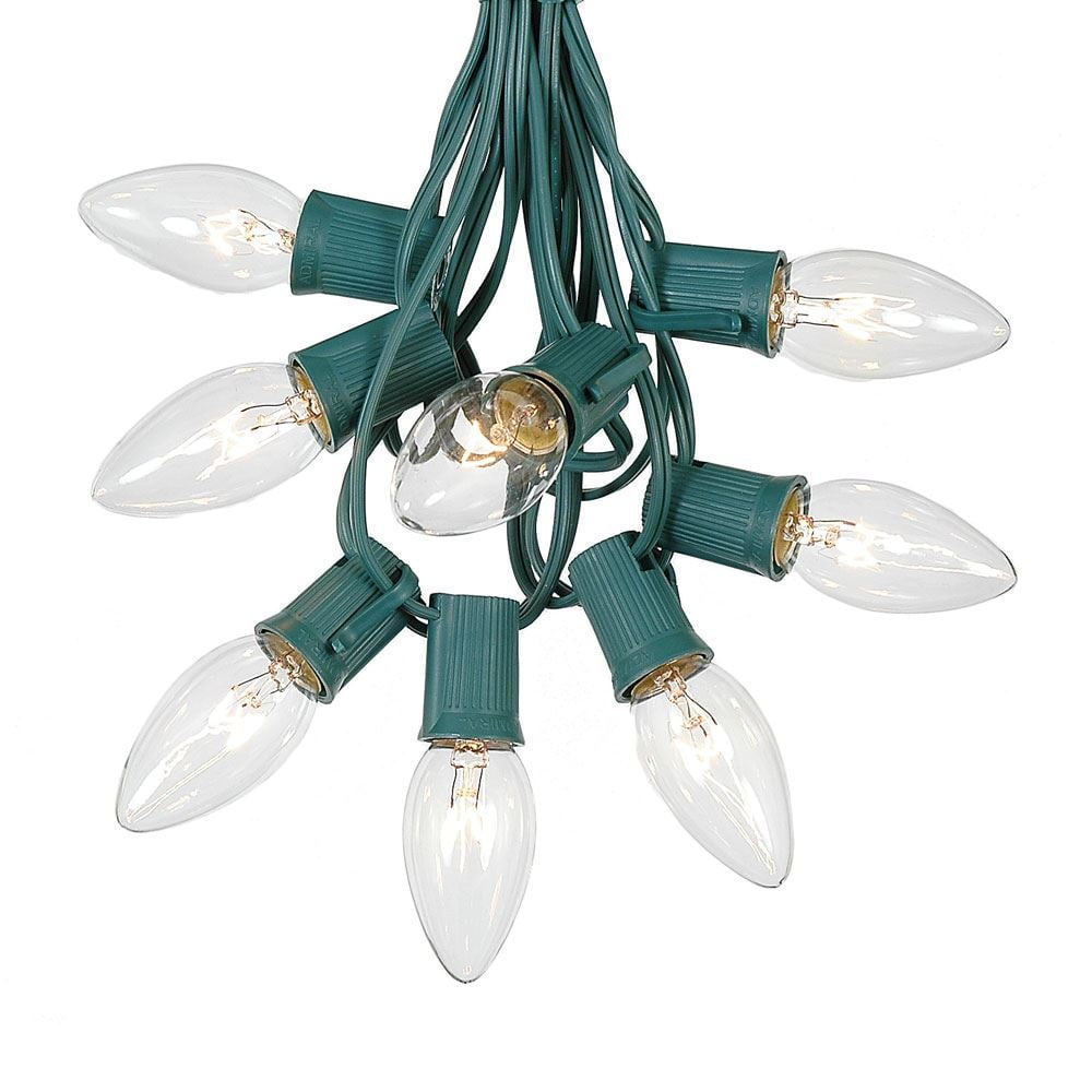 Novelty Lights, 25 Feet C9 Clear Christmas String Light Set, Green Wire ...