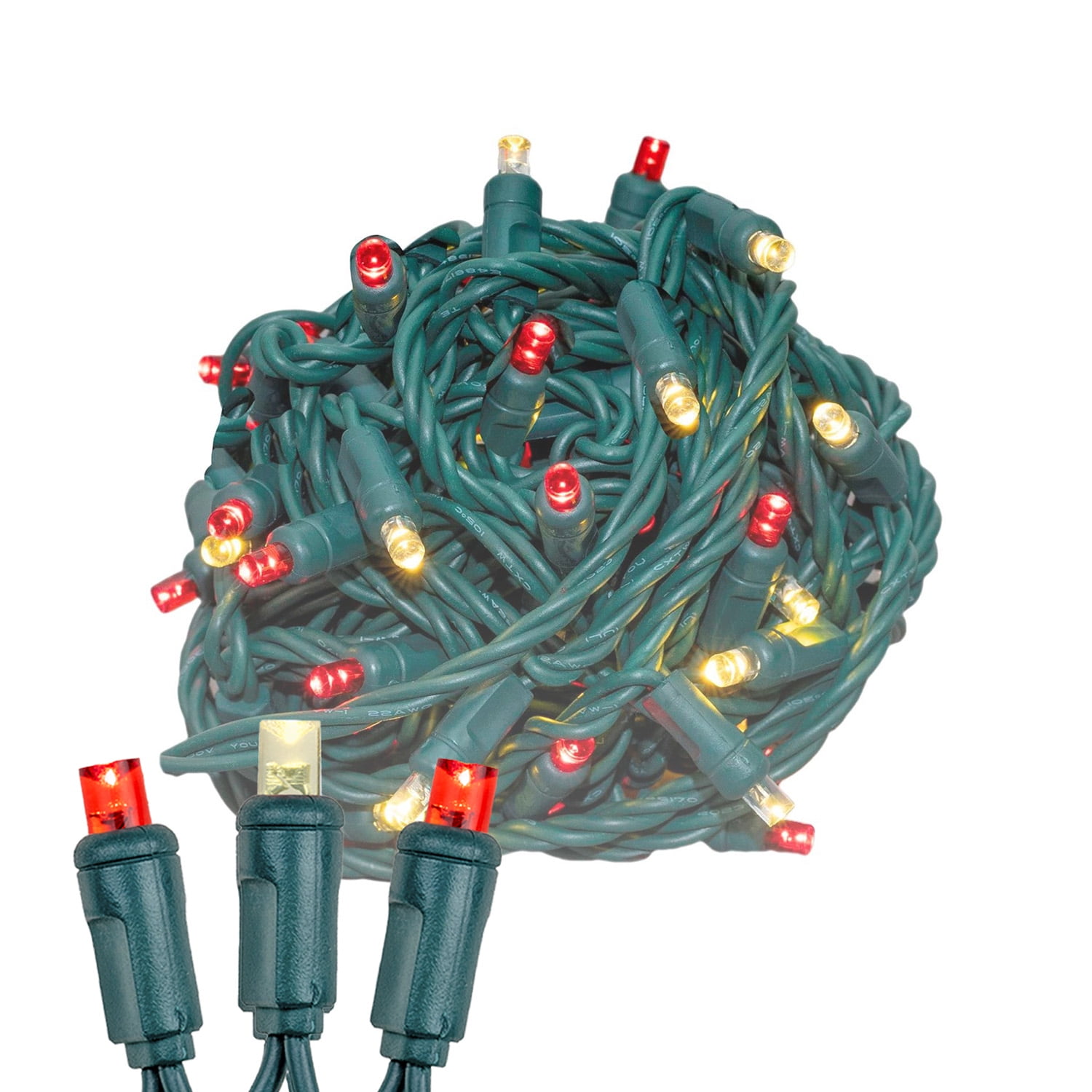 Novelty Lights 25FT 50 Light LED Red/Warm White, Outdoor String Lights ...