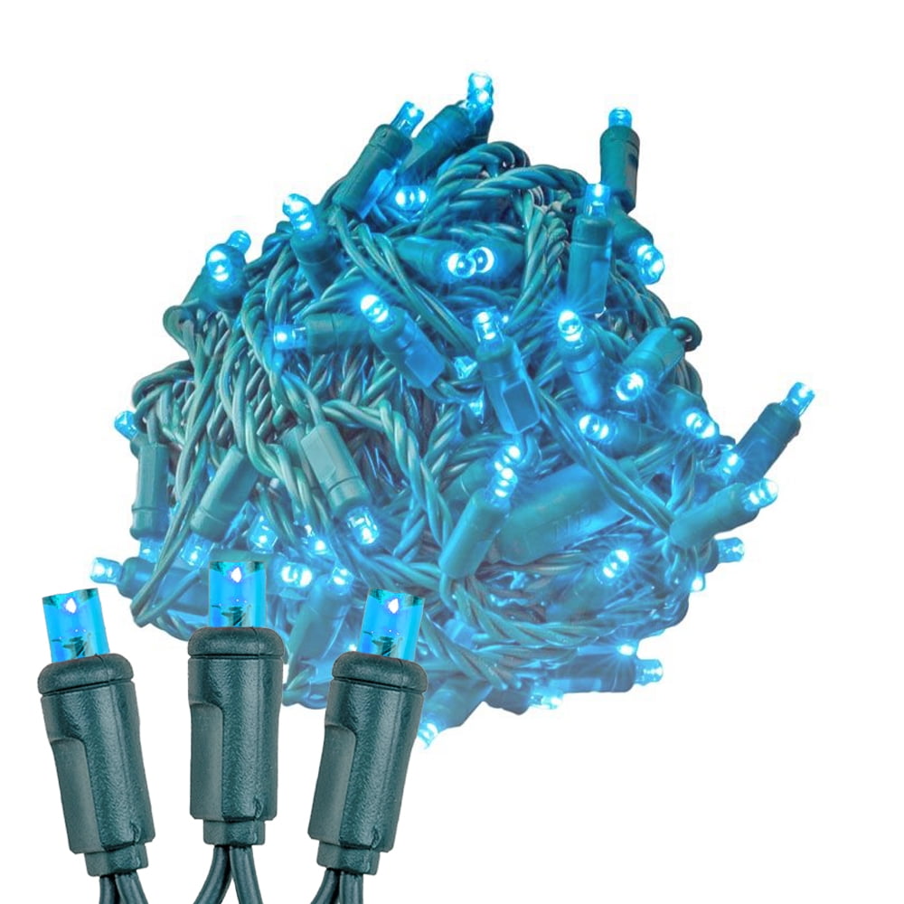 Novelty Lights 25FT 50 Light LED Teal, Outdoor String Lights, Corded ...
