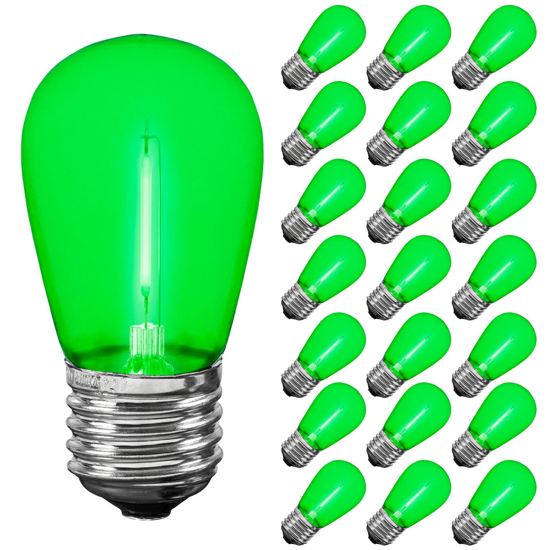 Novelty Lights 5 Pack Green S14 LED Globe Light Bulb, 1 Watt - Walmart.com
