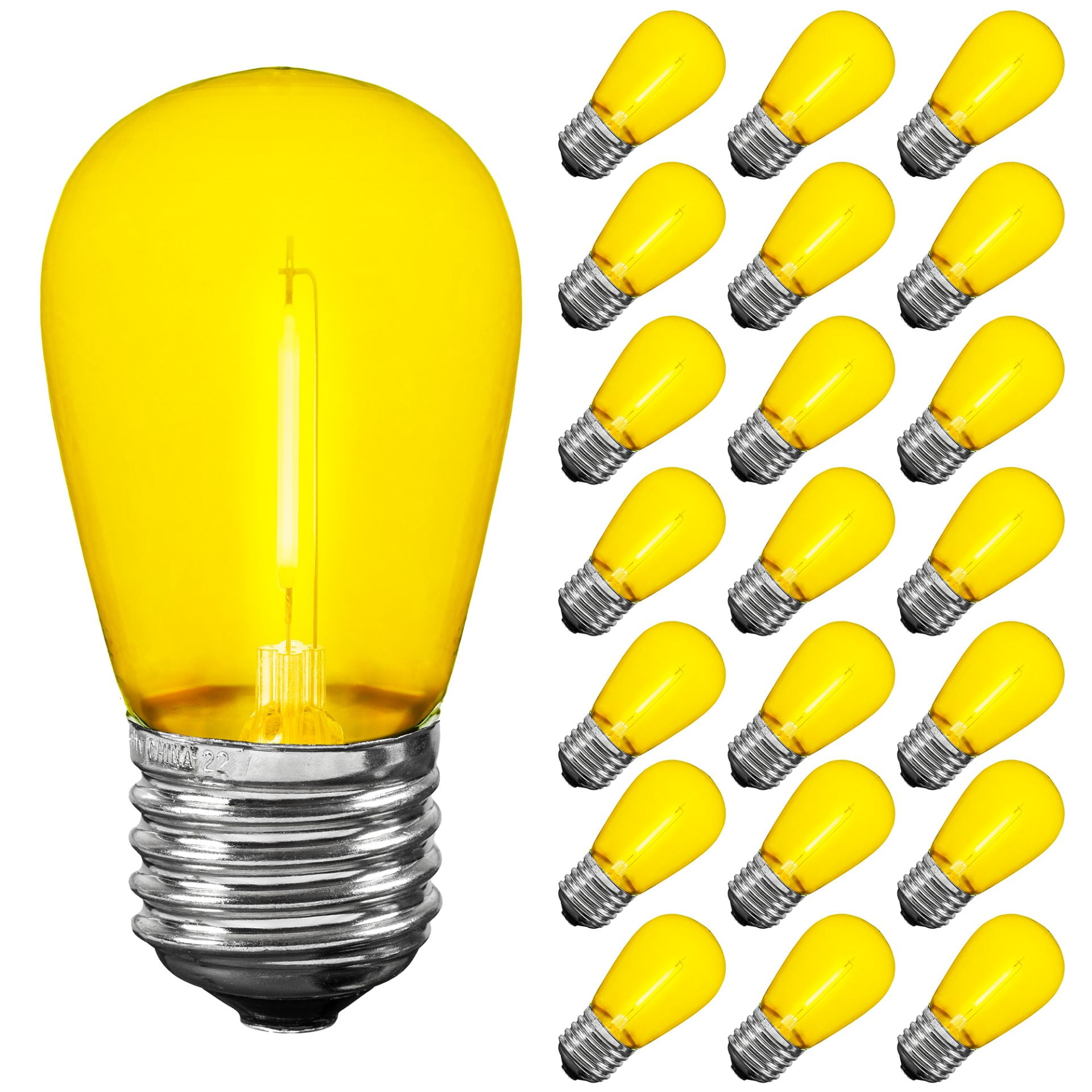 Novelty Lights 5 Pack Yellow S14 LED Globe Light Bulb, 1 Watt - Walmart.com