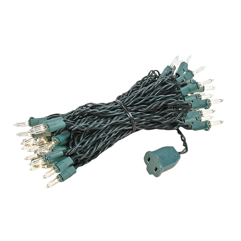 Novelty Lights 50 Light Clear Christmas Mini String Light Set, Green ...
