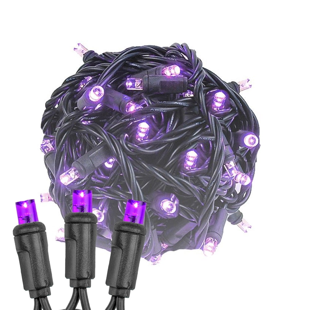 Novelty Lights 50 Light Purple LED Christmas Mini Light Set (Black Wire ...