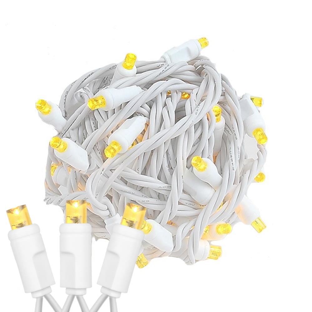 Novelty Lights 50 Light Yellow LED Christmas Mini Light Set (White Wire ...