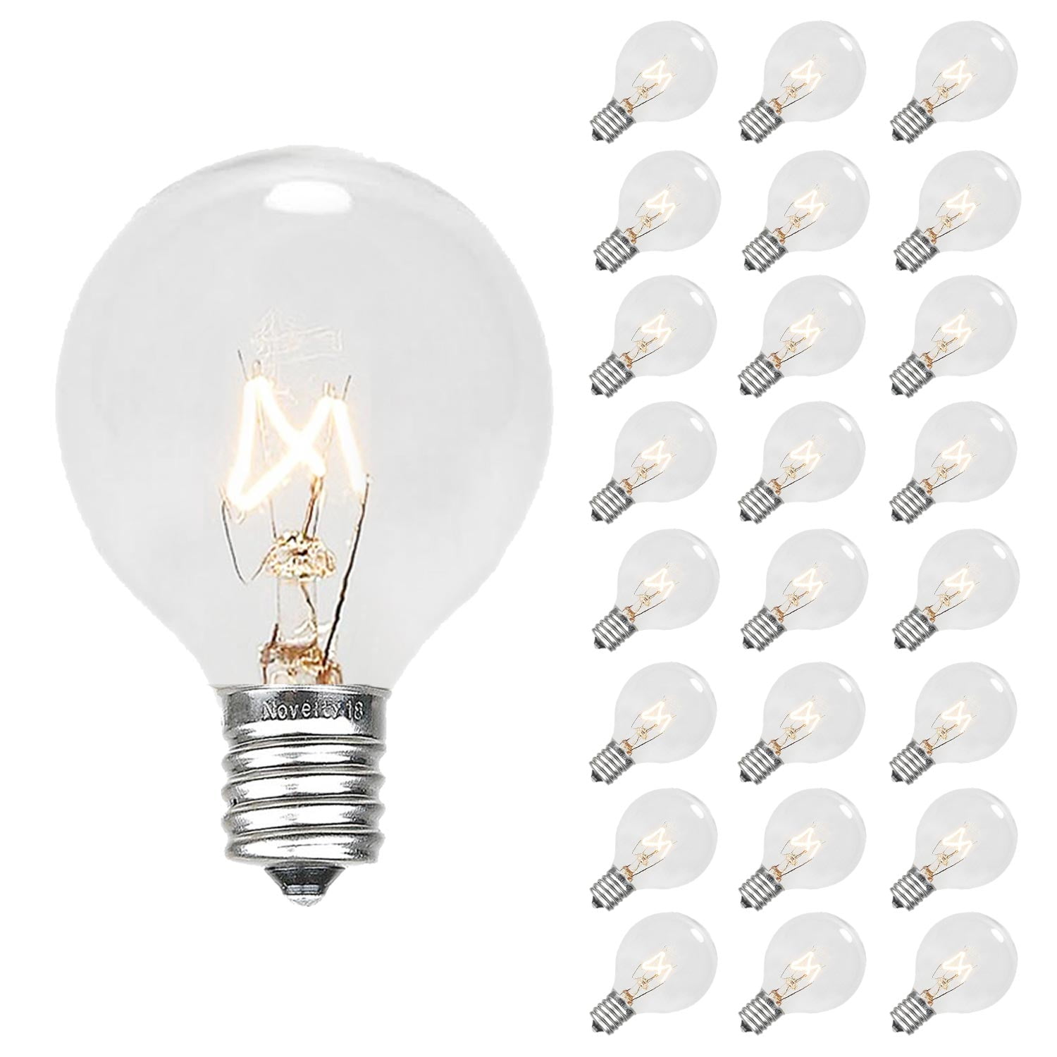 Novelty Lights 500 Case G40 Light Bulbs, E12 C7 Candelabra Screw Base ...