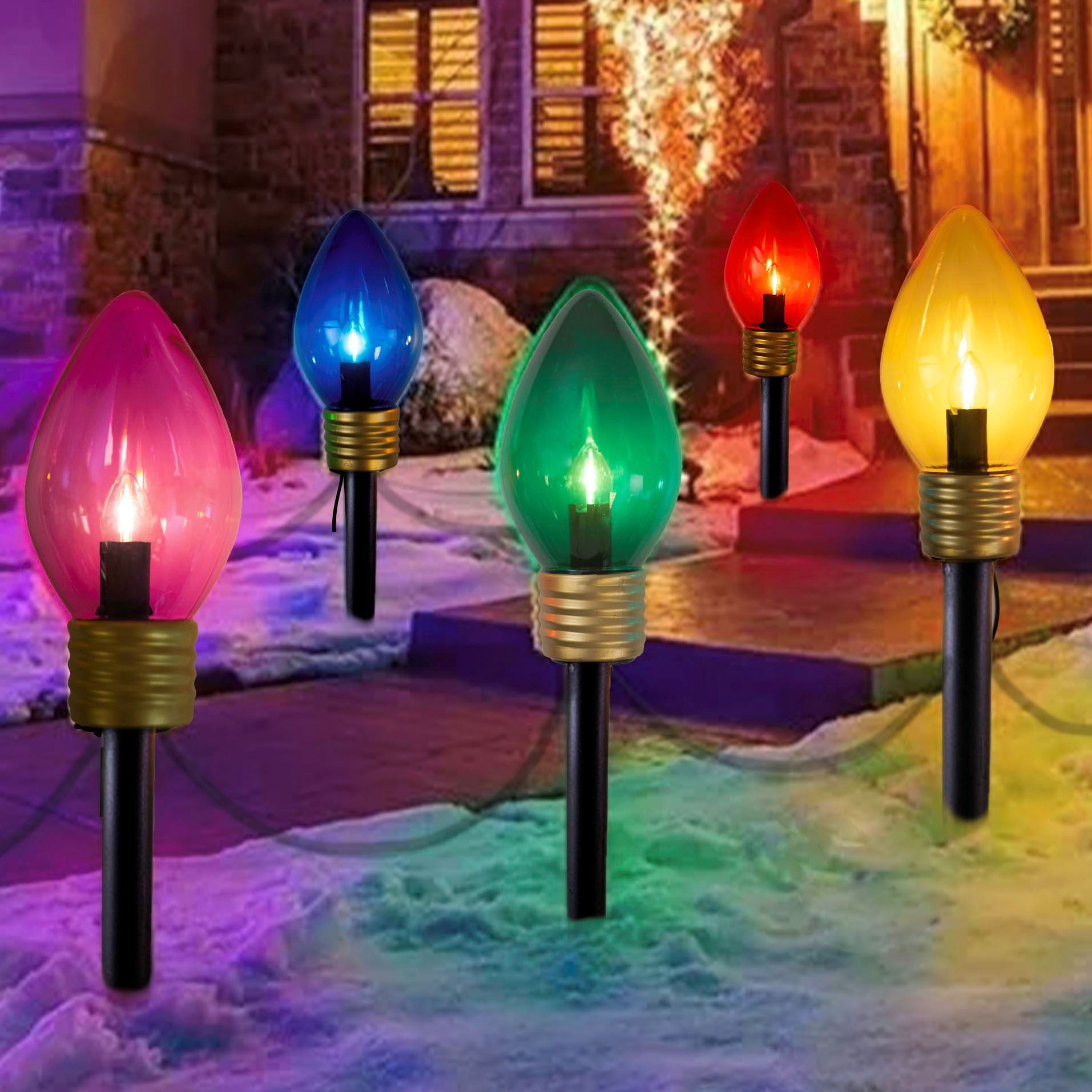 Novelty Lights 6 Feet Jumbo C7 LED Walkway Pathway Light Set ...