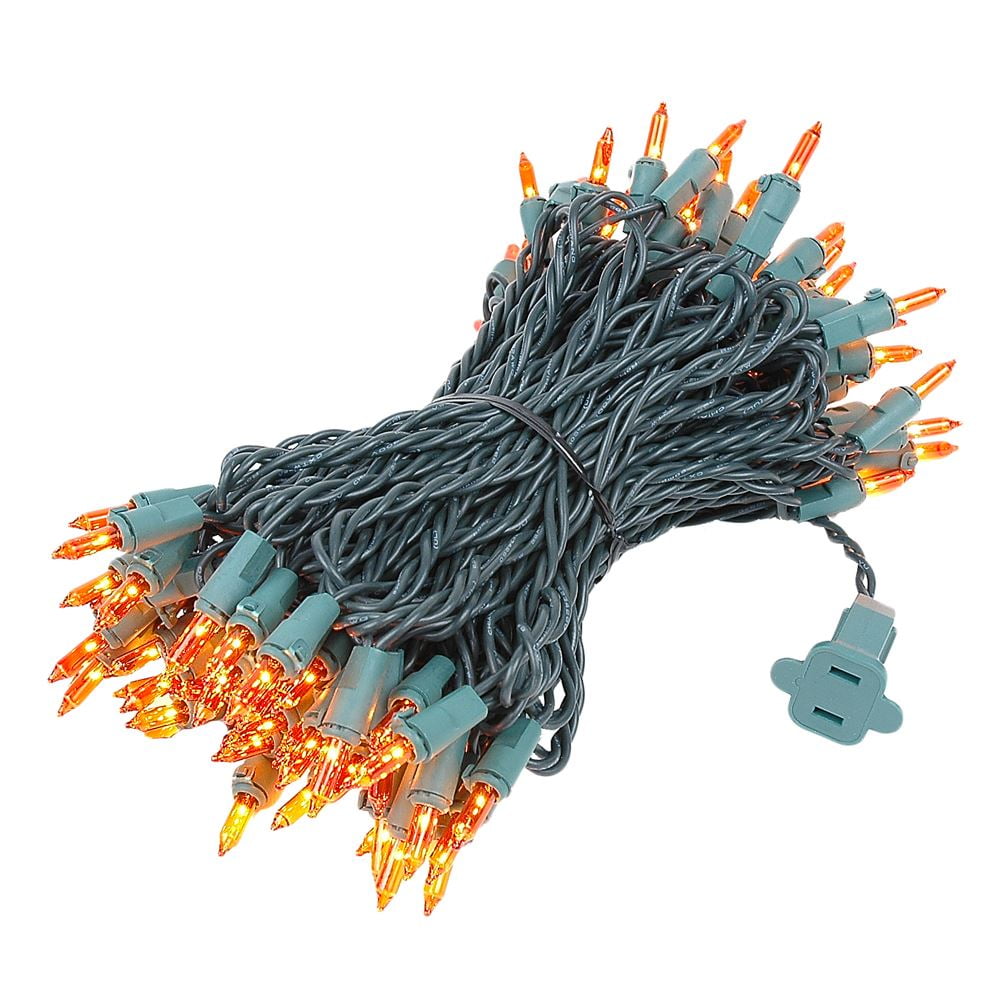 Novelty Lights 100 Light Amber Christmas Mini Set, Green Wire, Indoor ...