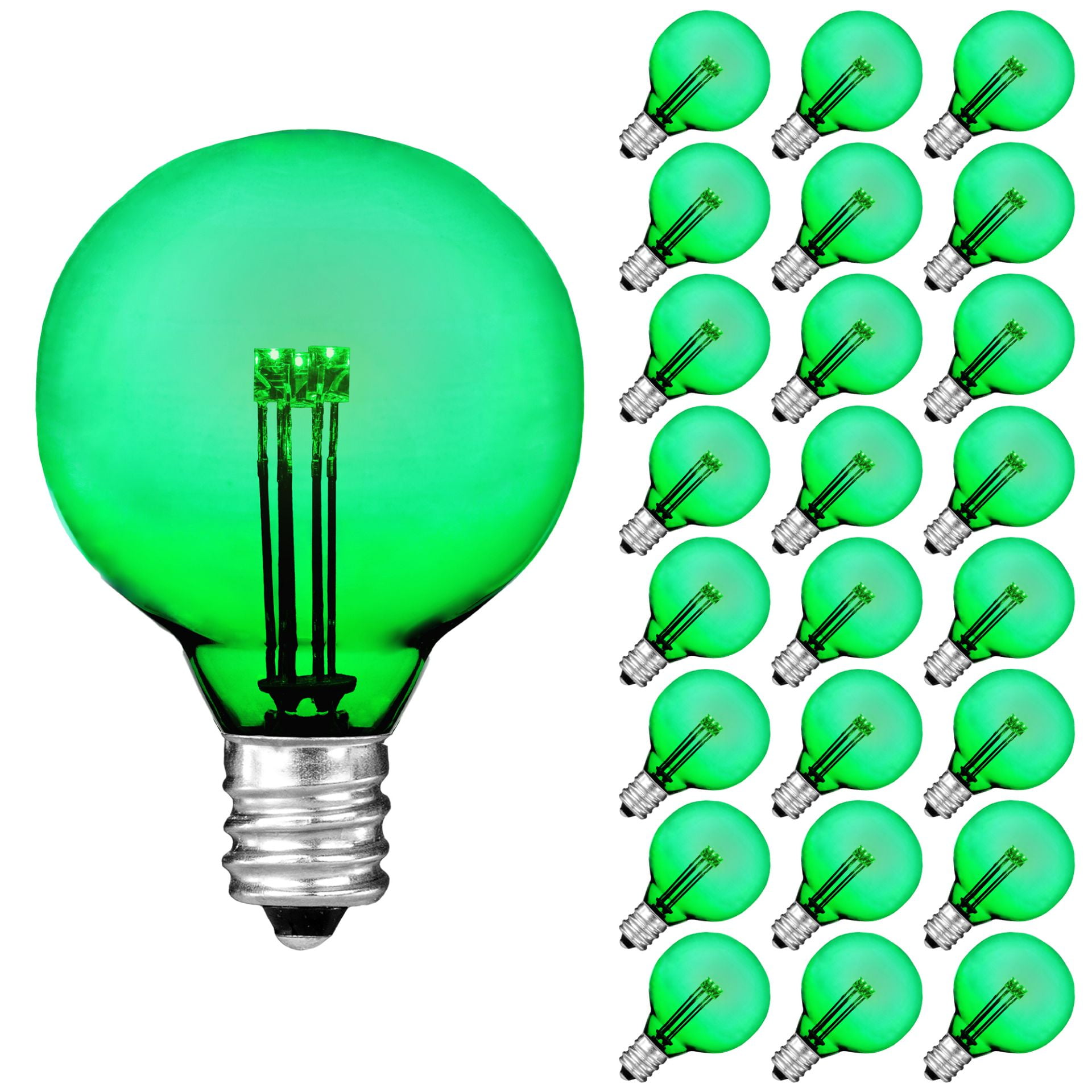 Novelty Lights Green Glass G40 Globe Hanging LED String Light ...