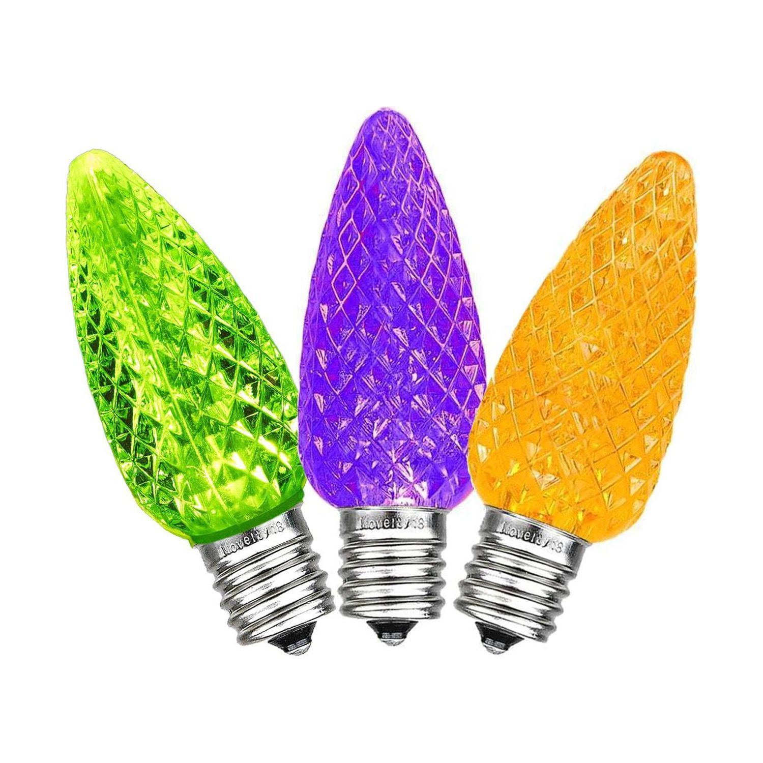 Novelty Lights Lime Green/Purple/Orange C7 LED Faceted Halloween ...