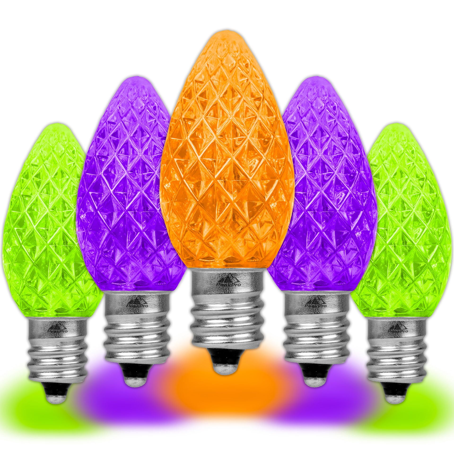 Novelty Lights Lime Green/Purple/Orange C7 LED Faceted Halloween ...