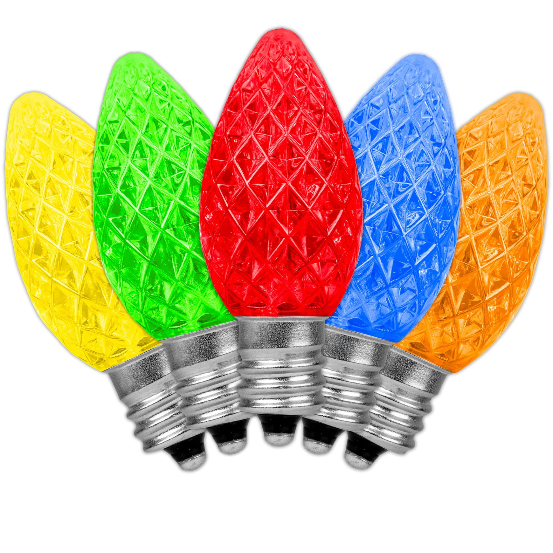 Novelty Lights Multicolor C7 LED Diamond Faceted Christmas Replacement ...