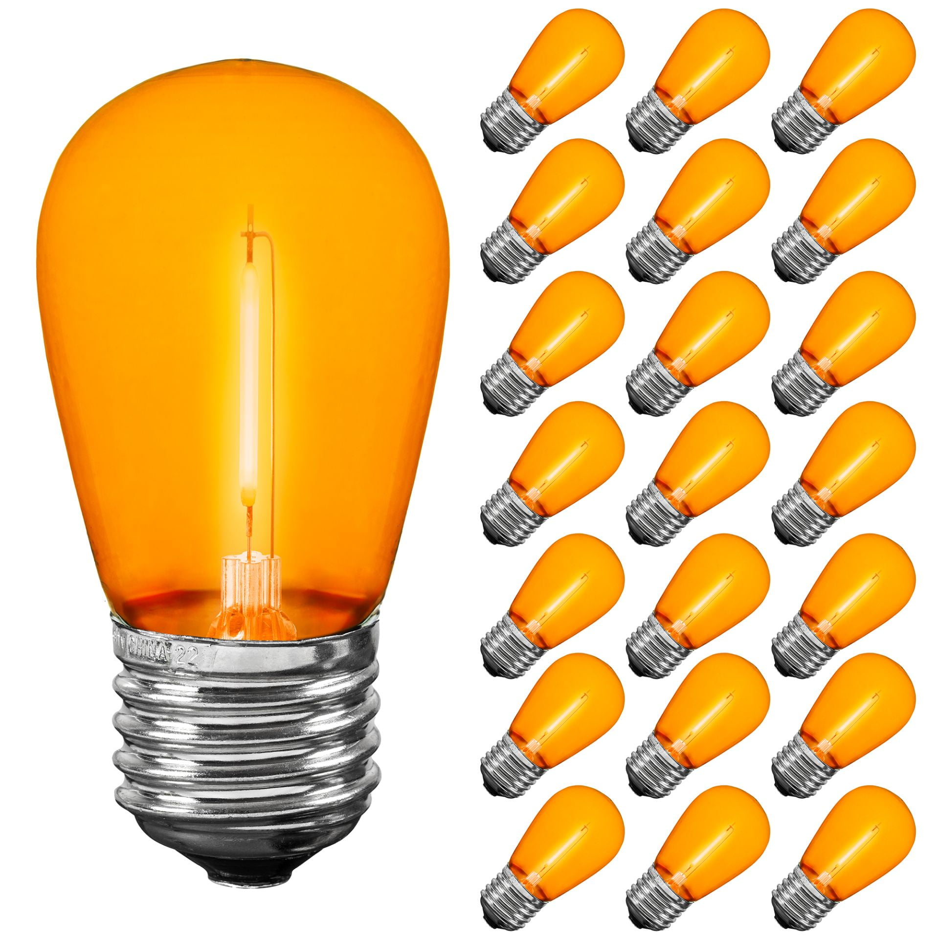 Novelty Lights Orange S14 LED Globe Light Bulb, 1 Watt - Walmart.com