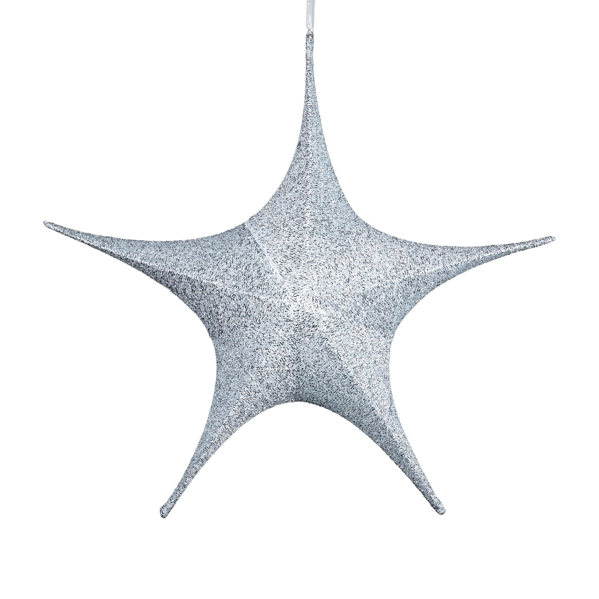 Novelty Lights Ornamental 16" Fold‑Flat Silver Glitter Mesh 3D Folding ...