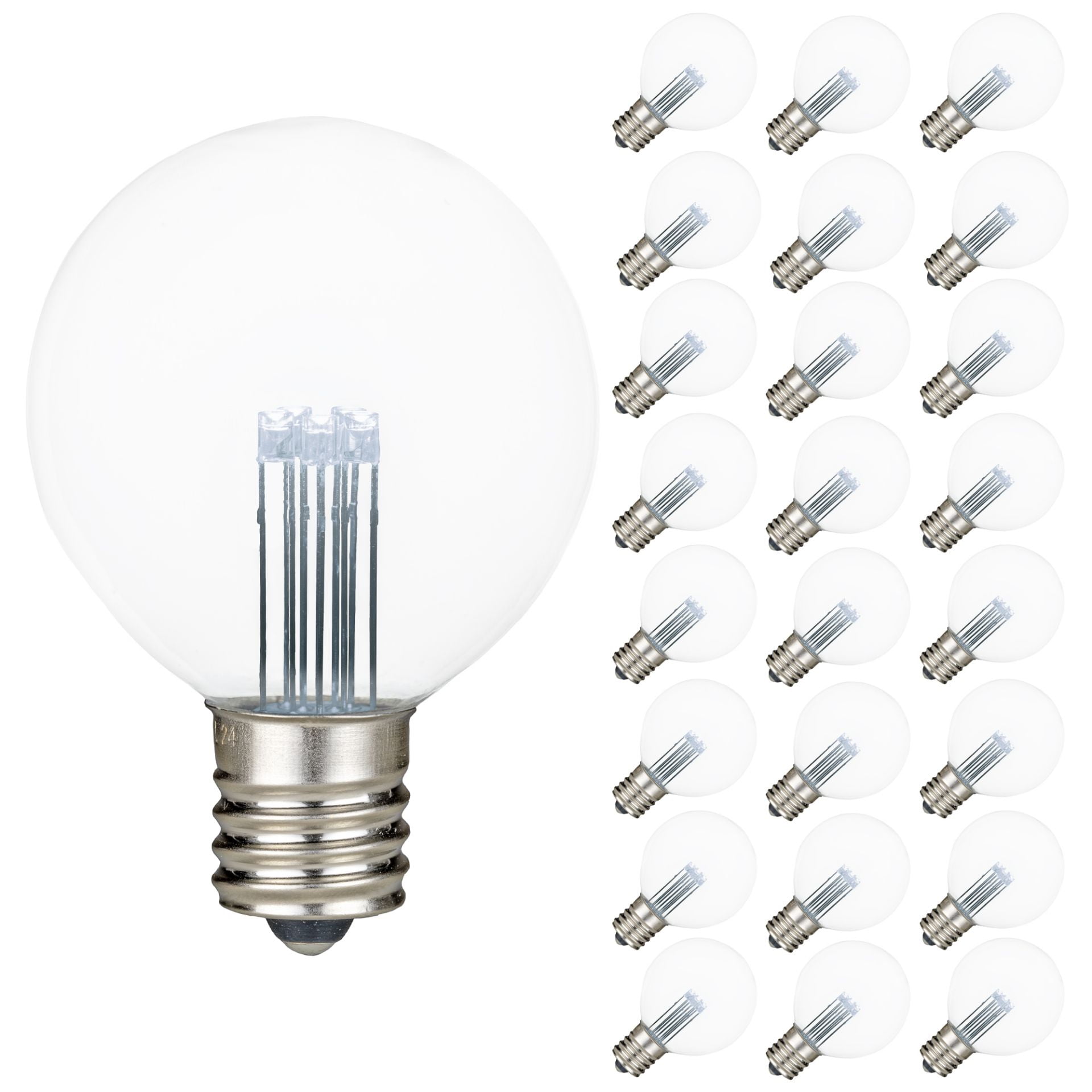 Novelty Lights G50 Globe LED String Light Bulbs, Pure White, Outdoor ...