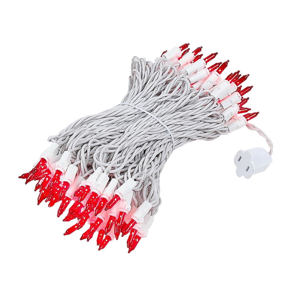 Novelty Lights Red 100 Light Incandescent Mini Christmas String Lights ...