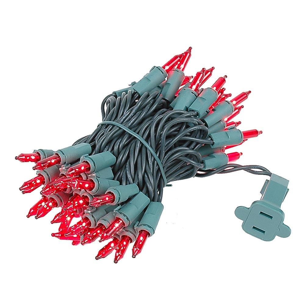 Novelty Lights 50 Light Set, Red Christmas Mini String Lights, Indoor ...